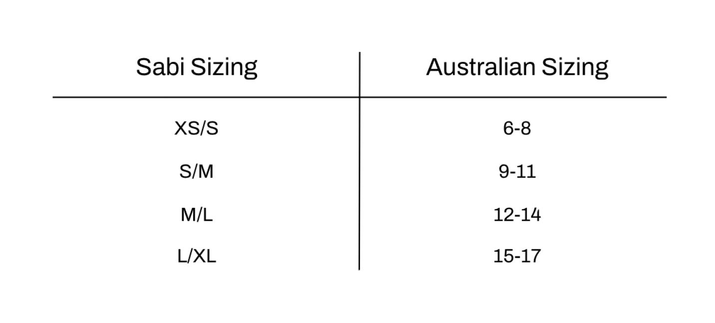 Sizing Charts – Sabithelabel